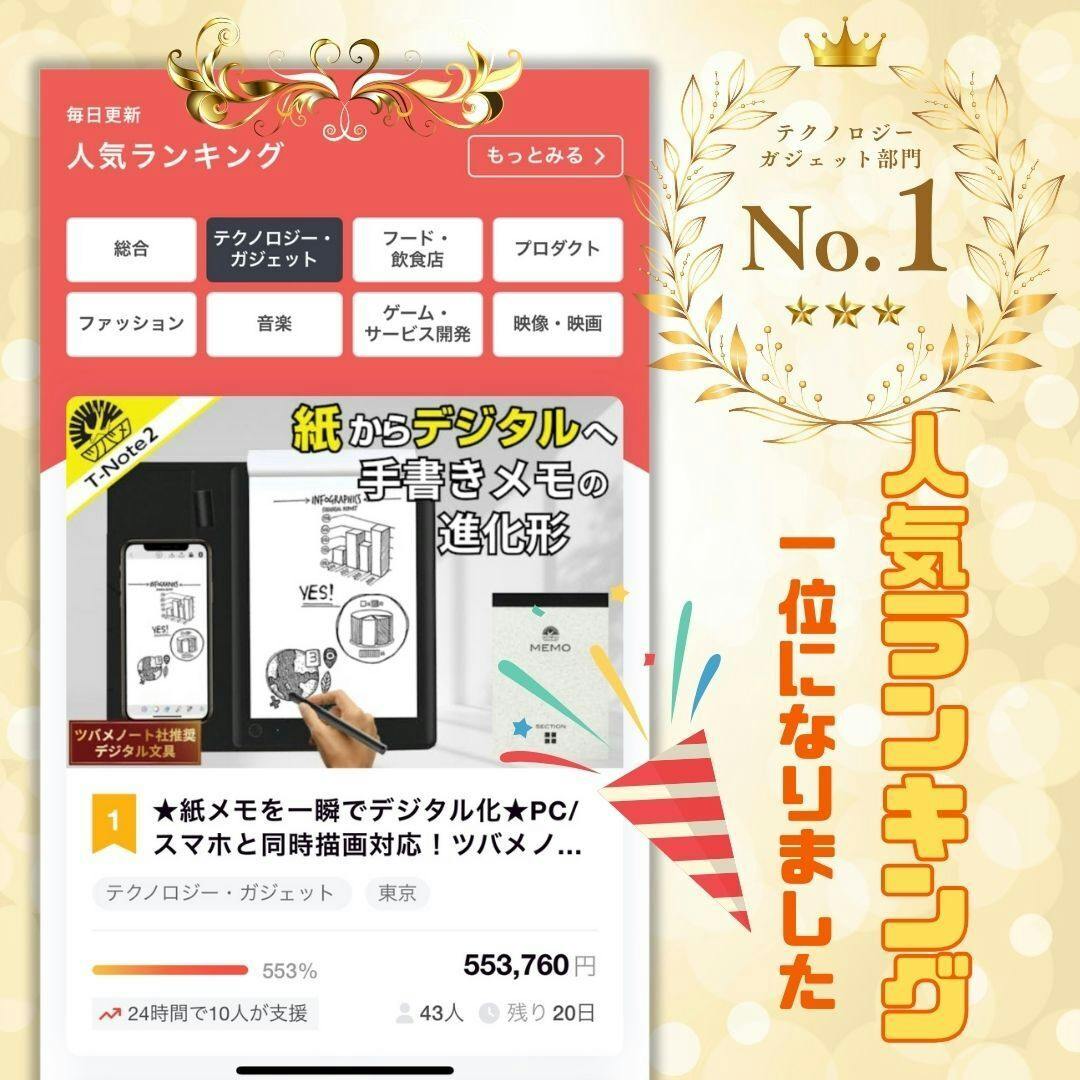 ツバメノート社推奨文具】ランキング1位になりました！！ありがとうございます！『T-Note2』 - CAMPFIRE (キャンプファイヤー)